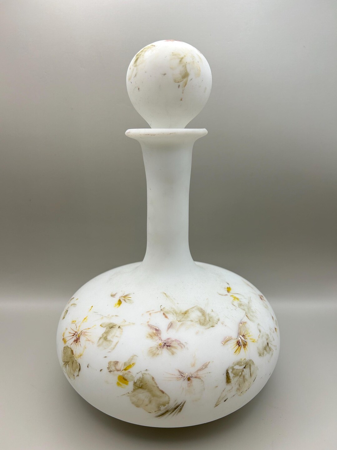 Antique Milk Glass Decanter, With Hand-painted Flowers - Etsy