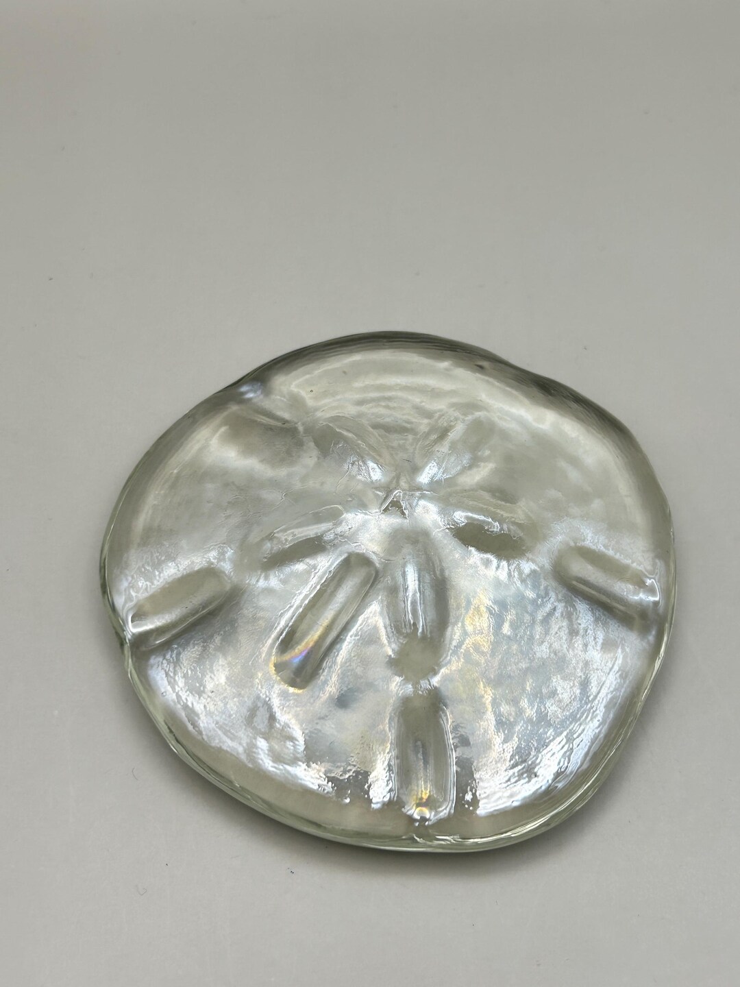 Iridescent Glass Sand Dollar Paperweight - Nautical Home Decor - Etsy