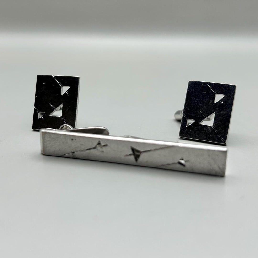 Swank Martini Glass Cuff-link and Tie Bar Set - Etsy