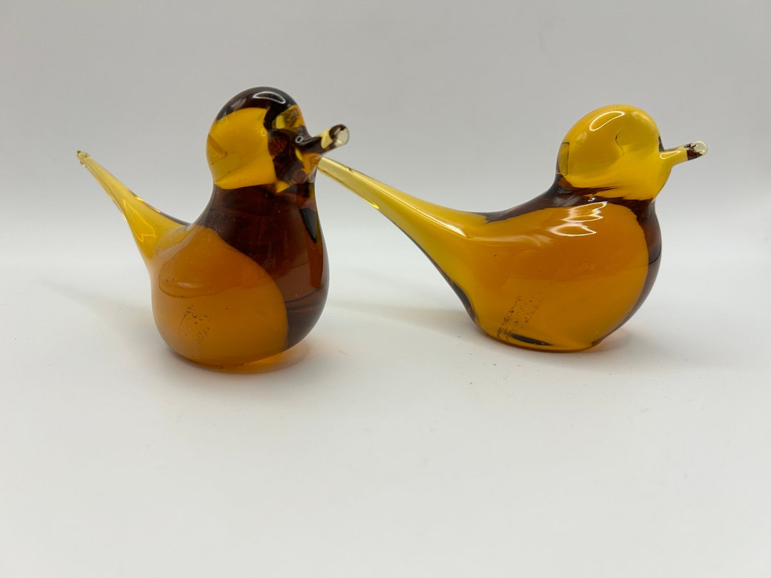 Set of Amber Pilgrim Glass Birds With Original Stickers One - Etsy