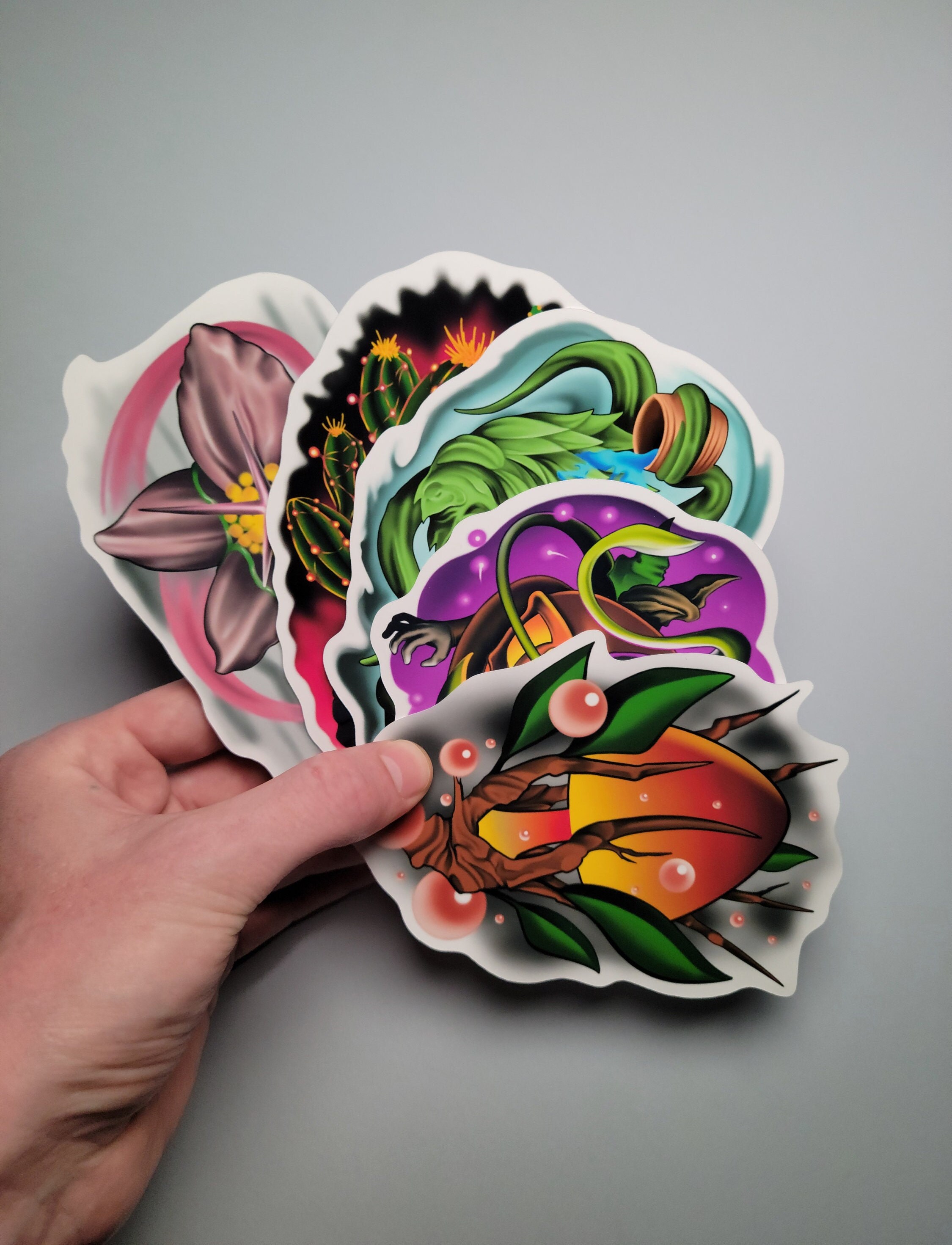 Plants Sticker Set, Laminated Vinyl, Floral Succulent Mushroom Art ...