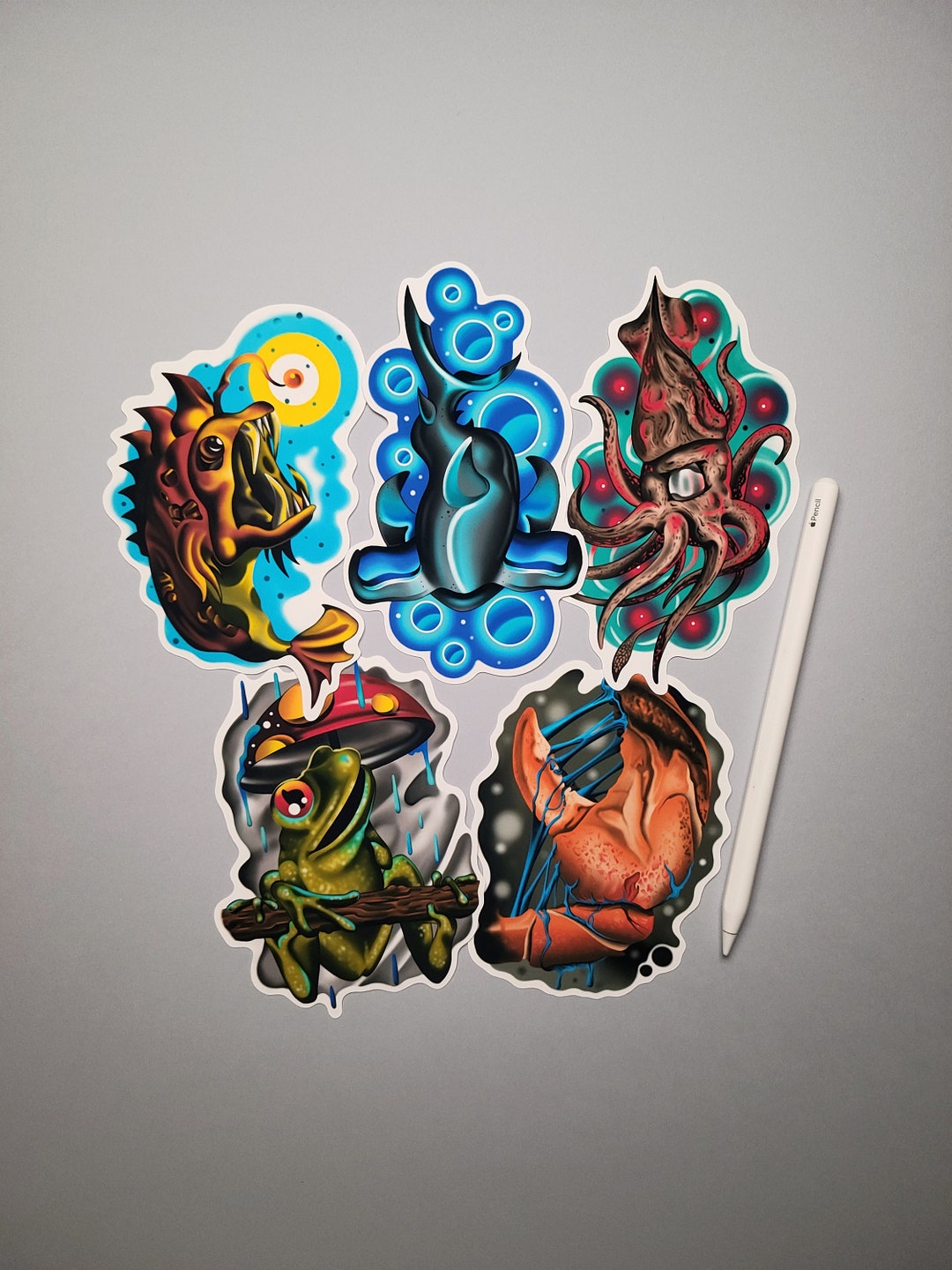 Aquatic Sticker Set, Water Resistant Vinyl, Hydro Flask Water Bottle ...