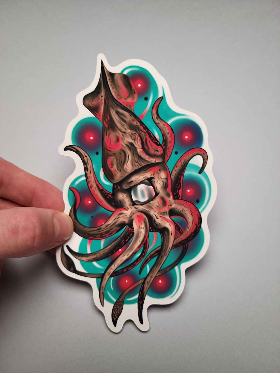 Squid Sticker, Water Resistant Vinyl, Hydro Flask Water Bottle Decal ...