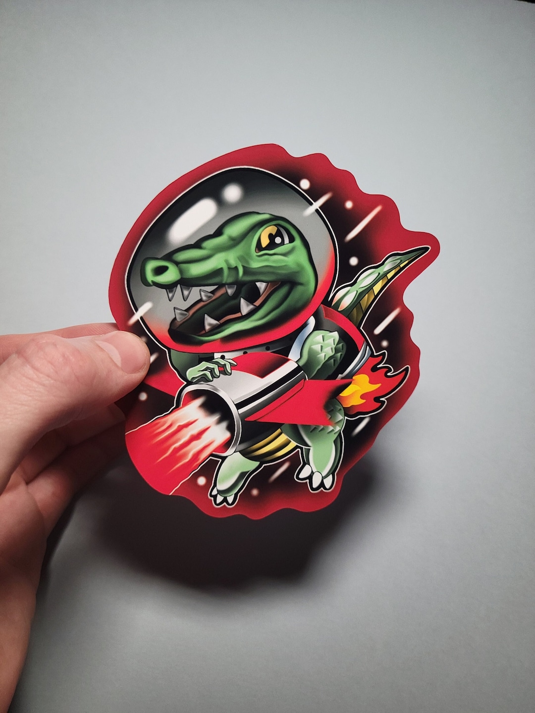 Gator Space Invader Sticker, Outer Space Art, Digital Fantasy ...