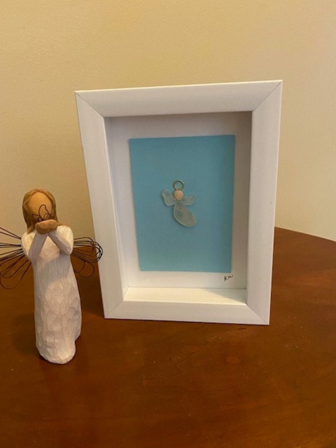 Seaglass Guardian Angel in 5X7 Shadow Box Frame - Etsy