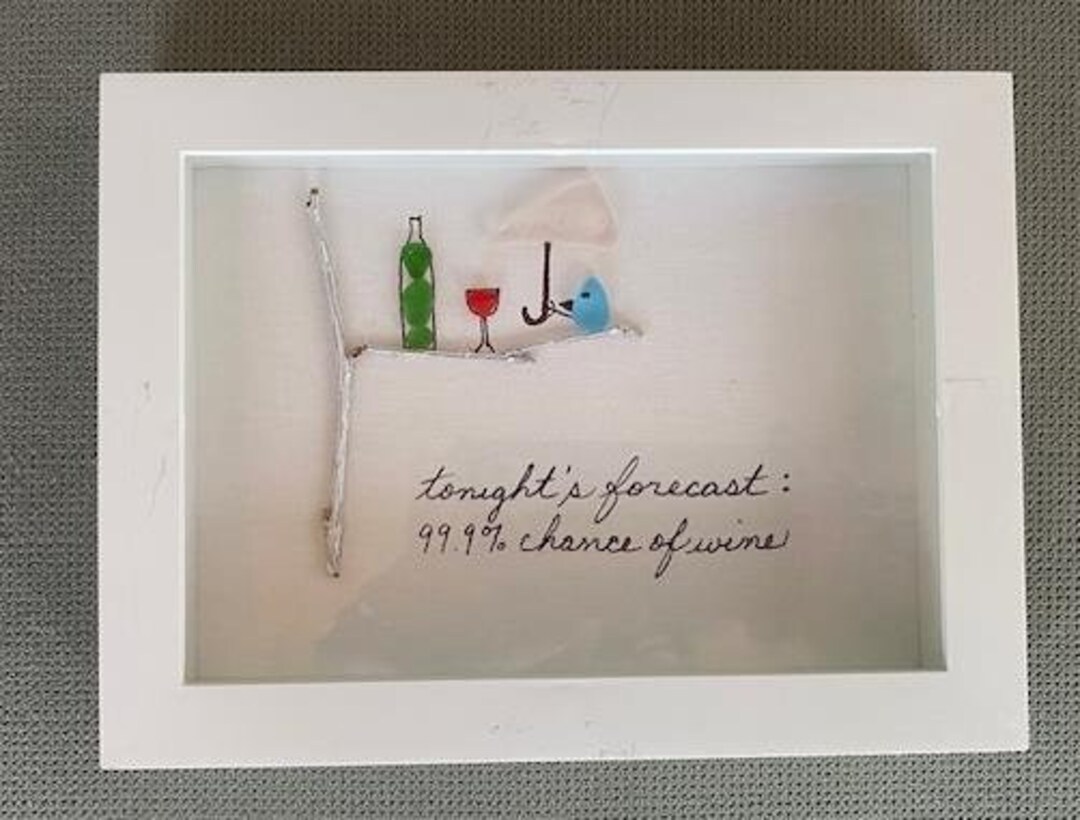 Sea Glass Art in 5X7 Shadow Box Frame. Handmade - Etsy