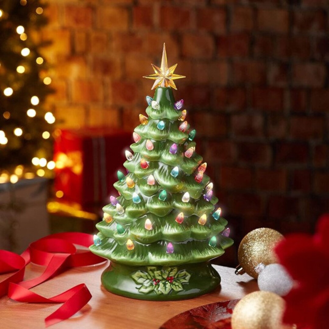 15' Hand Painted Nostalgic Ceramic Christmas Tree. / 9' Wide. 128 ...
