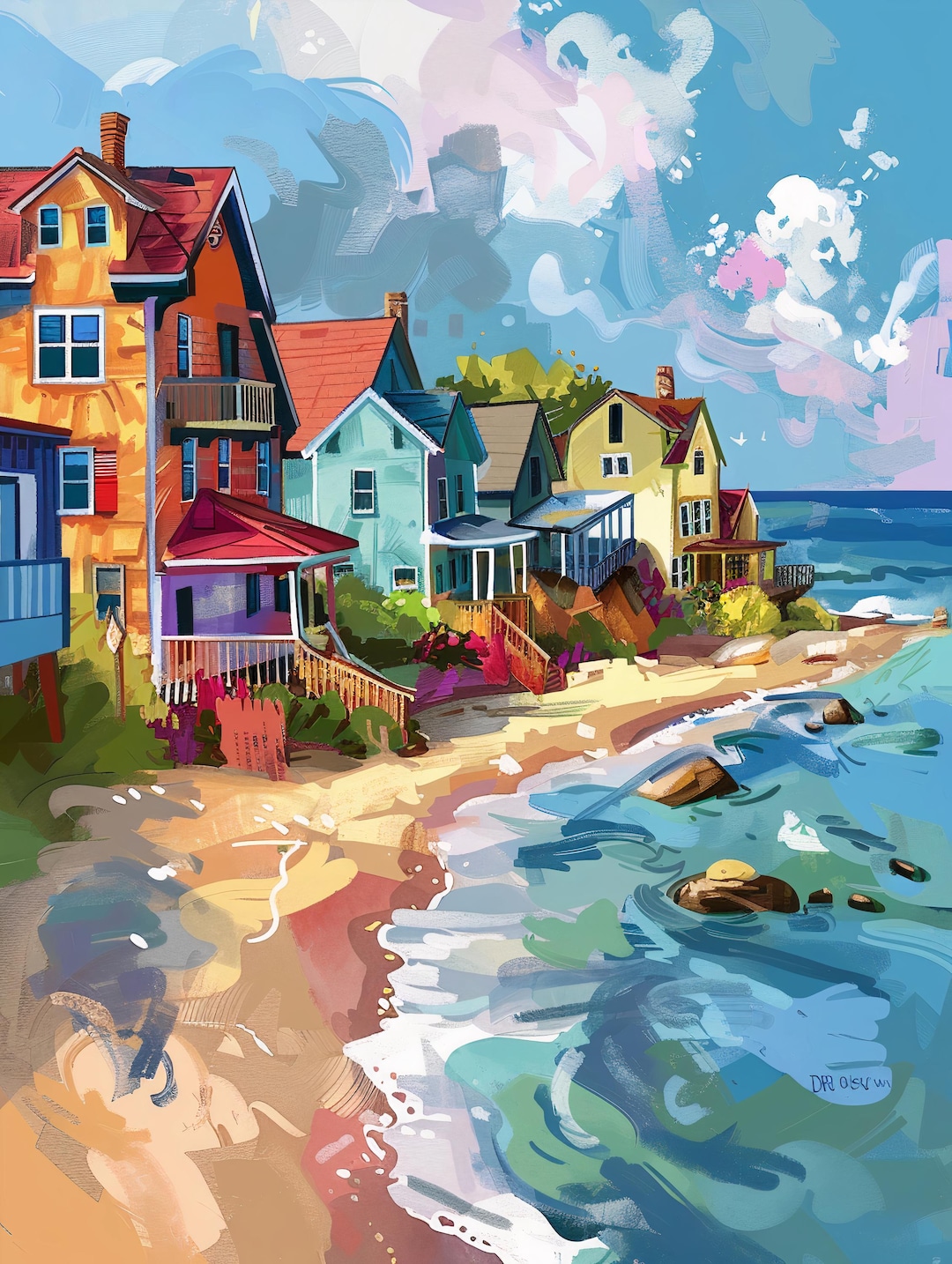 Sandy Beach Drawing #1 - Etsy