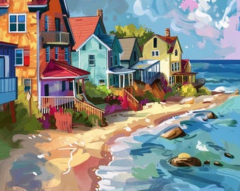 Sandy Beach Drawing #4 - Etsy