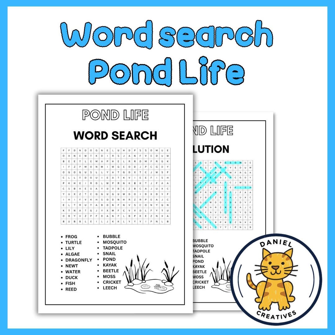 Pond Life /end of the Year Activity/word SEARCH Puzzles Summer / - Etsy