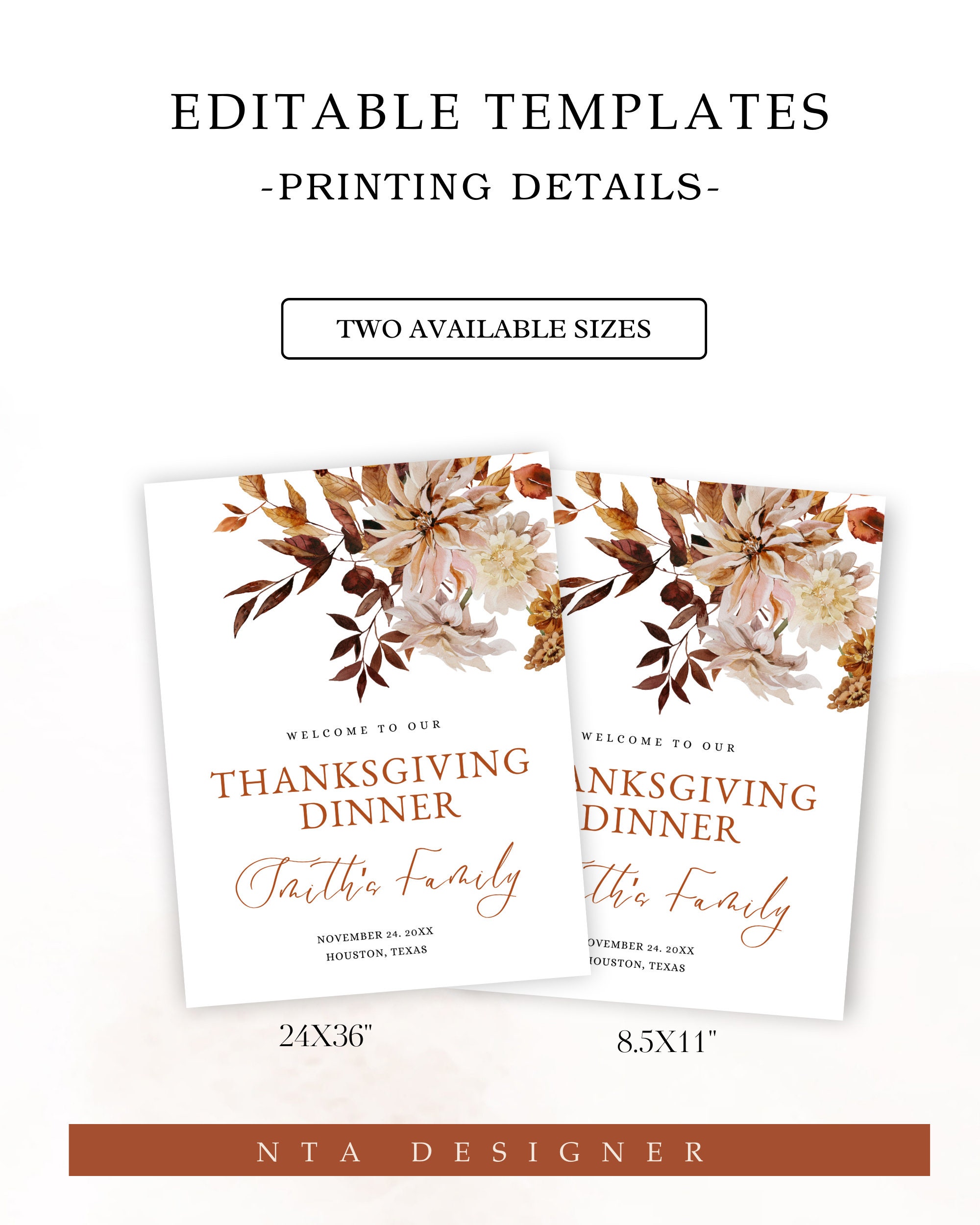 Thanksgiving Welcome Sign Template,editable Thanksgiving Welcome Sign ...