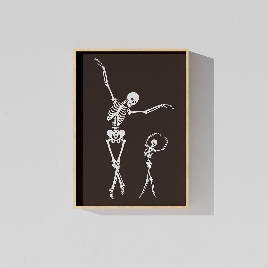 Dancing Skeletons Printable Wall Art,halloween Skeleton Art,halloween ...