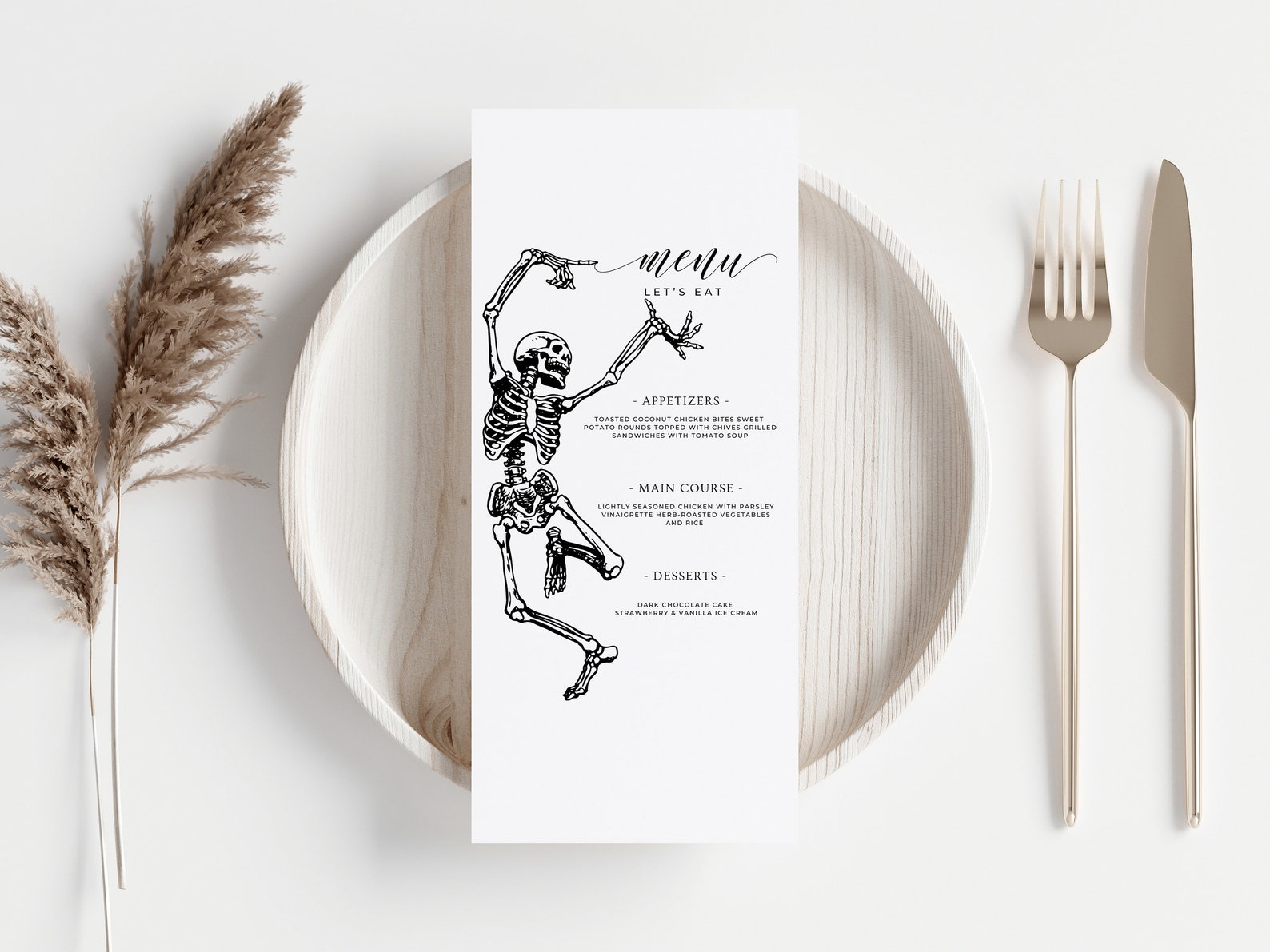 Halloween Dancing Skeleton Menu Template,halloween Party Menu Template ...