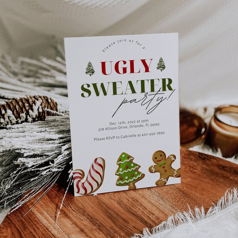 Editable Ugly Sweater Party Invitation Template,ugly Sweater Party ...