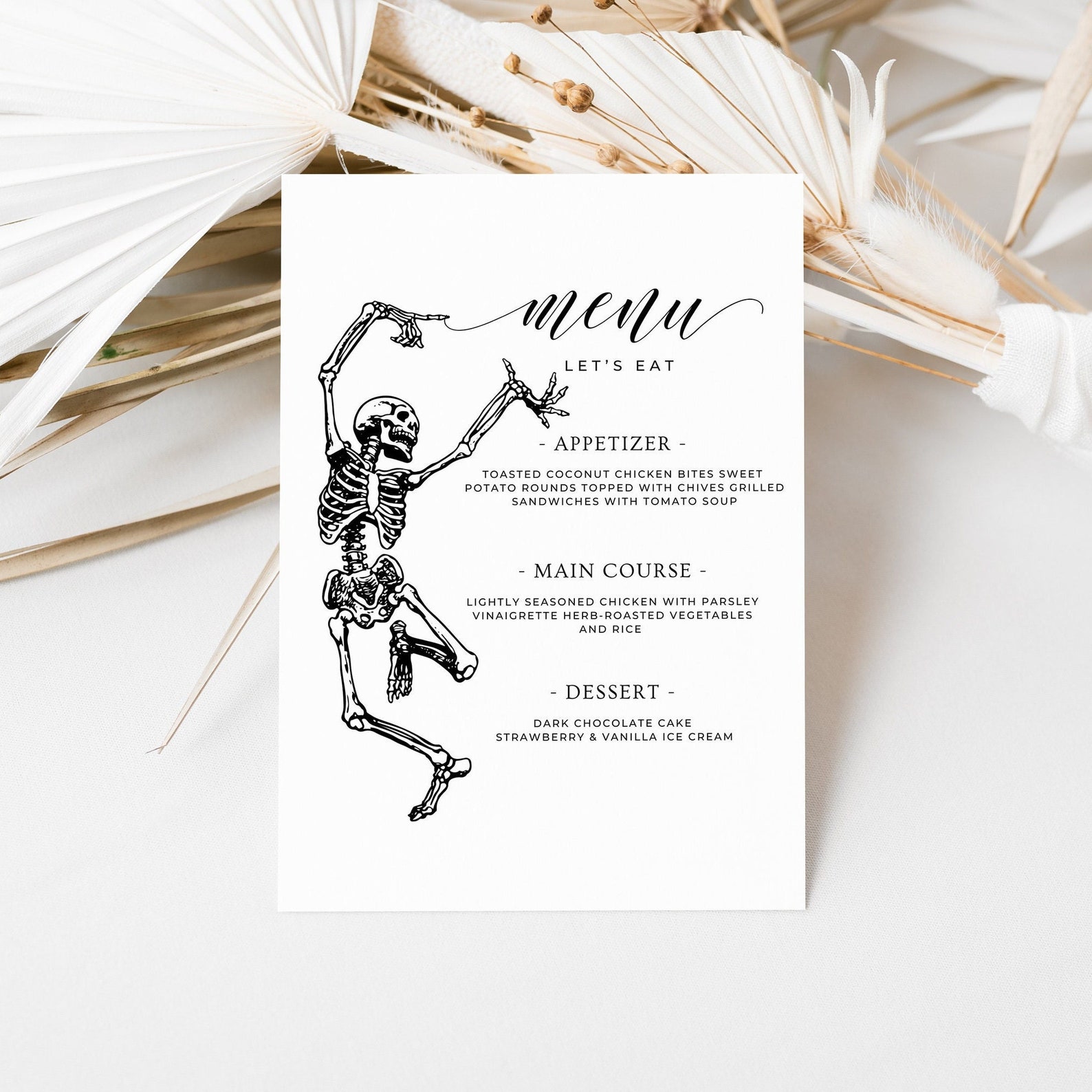 Halloween Dancing Skeleton Menu Template,halloween Party Menu Template ...