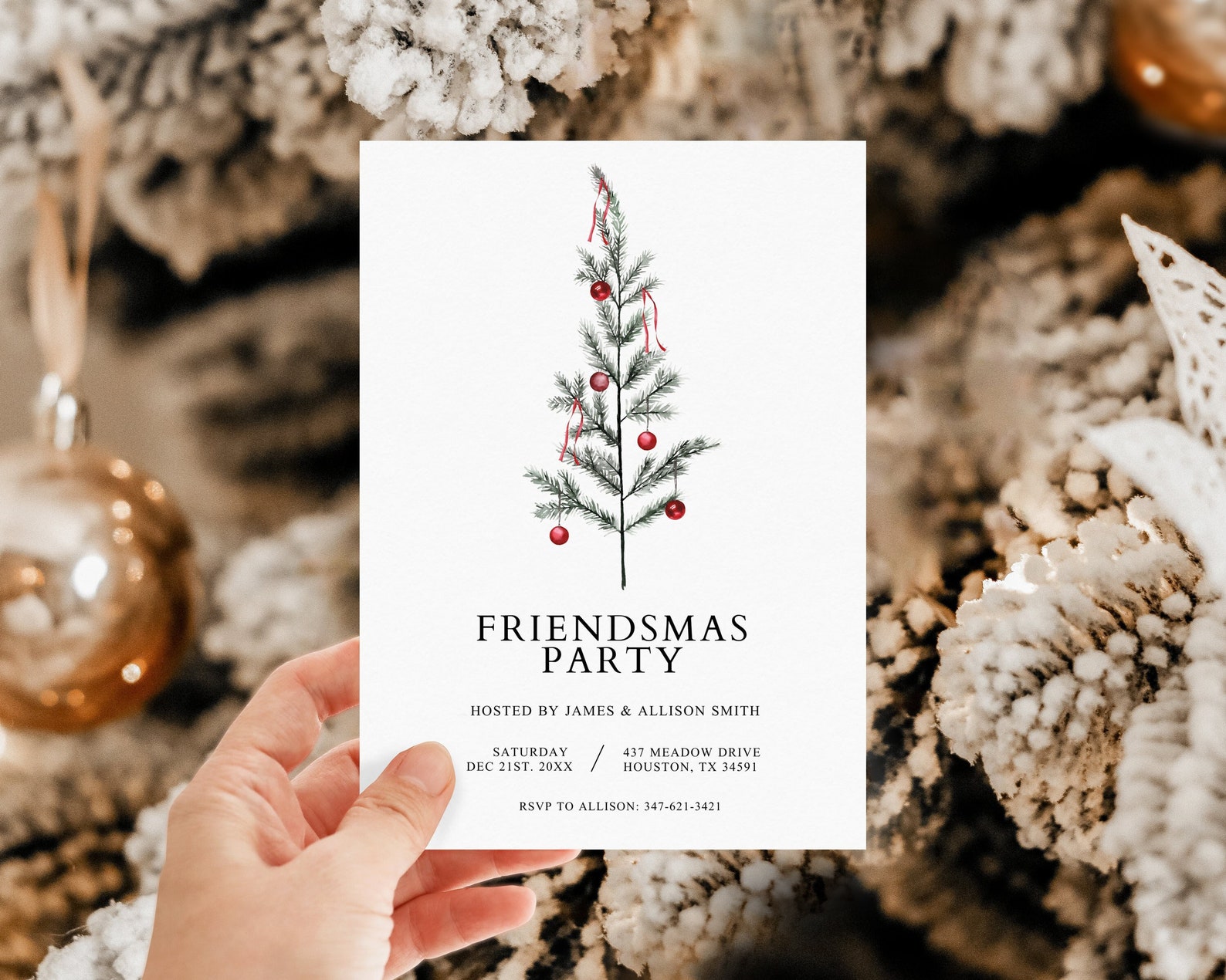 Editable Friendsmas Dinner Invitation Template,friendsmas Dinner Party ...