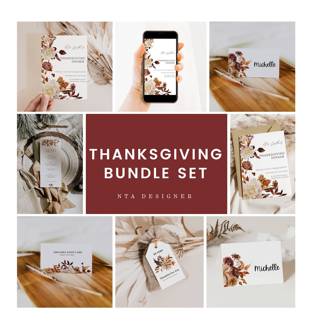 Thanksgiving Dinner Bundle Set,thanksgiving Invitation Template ...