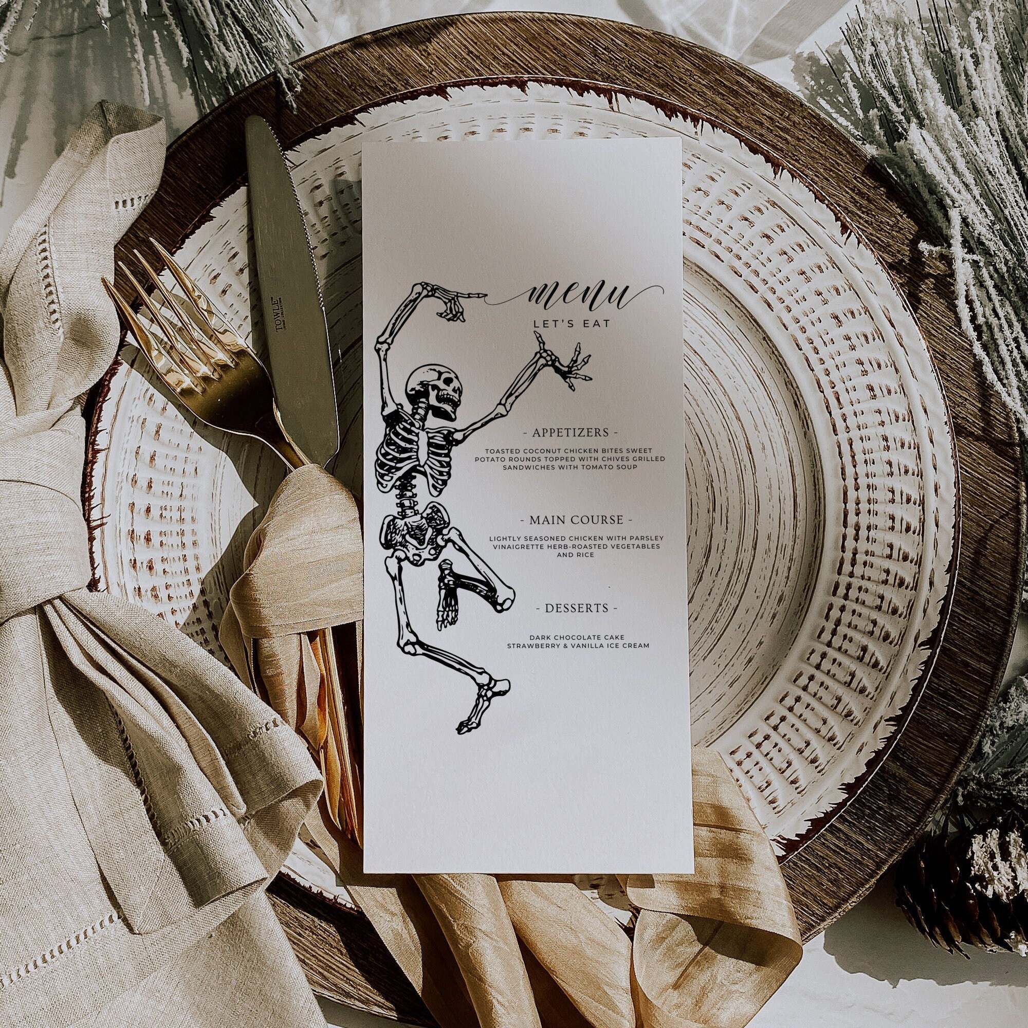 Halloween Dancing Skeleton Menu Template,halloween Party Menu Template ...
