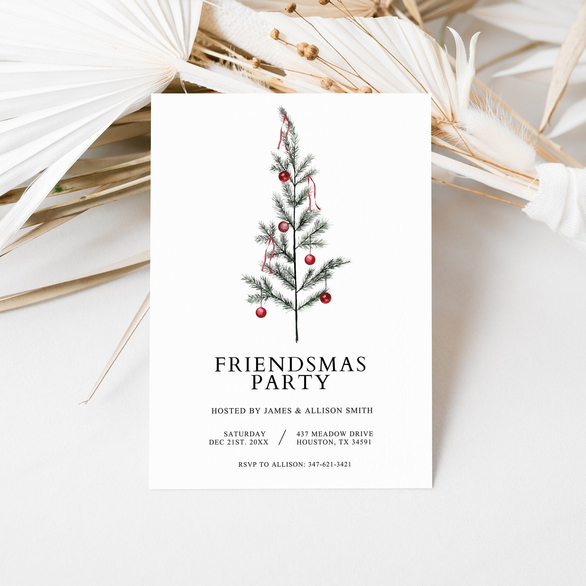 Editable Friendsmas Dinner Invitation Template,friendsmas Dinner Party ...