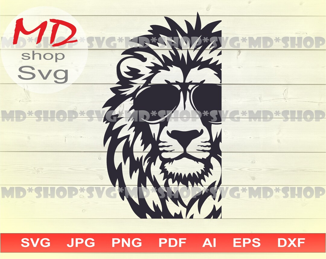 Lion With Glasses SVG, Lion Head Silhouette, Lion for Plasma Cutter ...