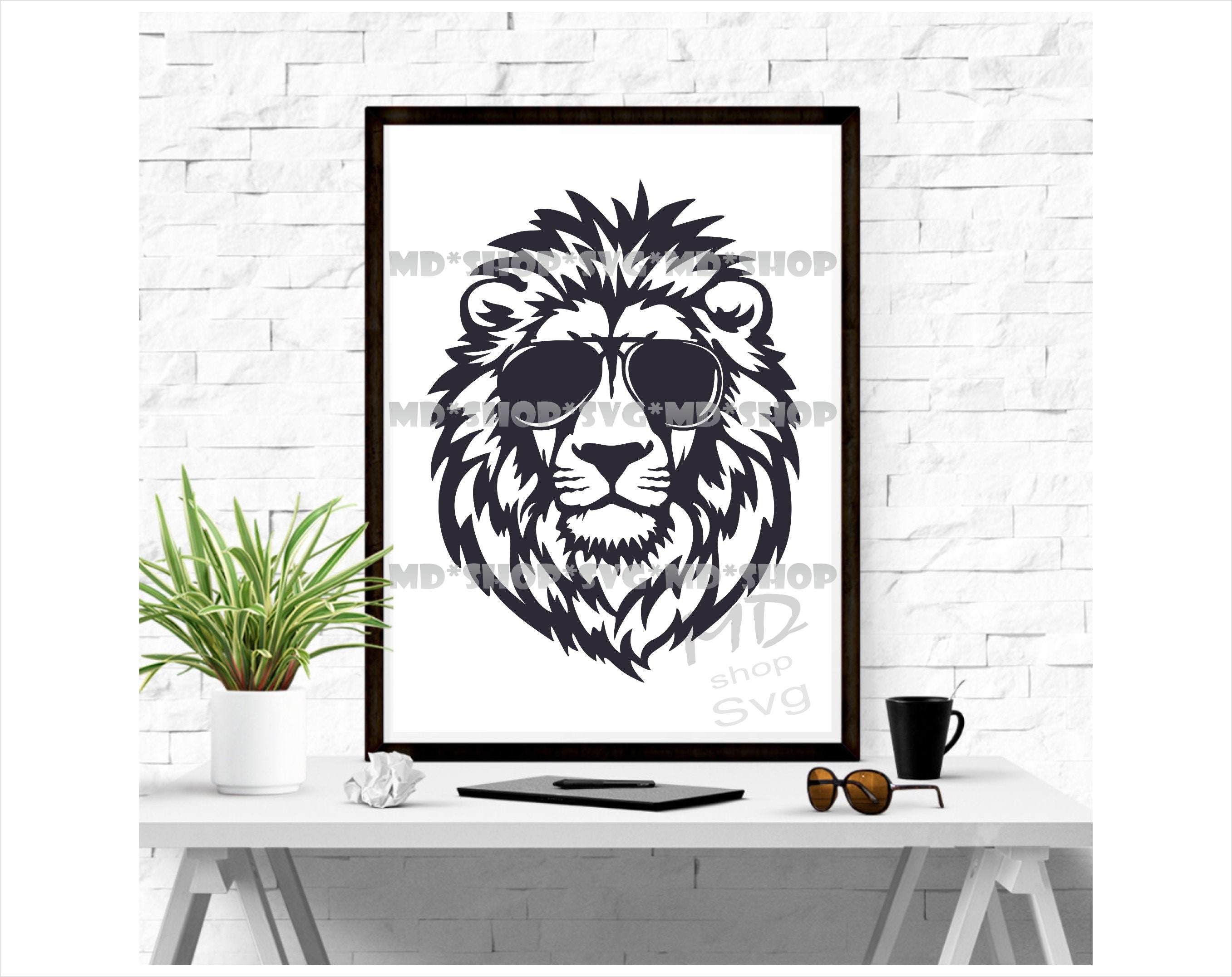 Lion With Glasses SVG, Lion Head Silhouette, Lion for Plasma Cutter ...