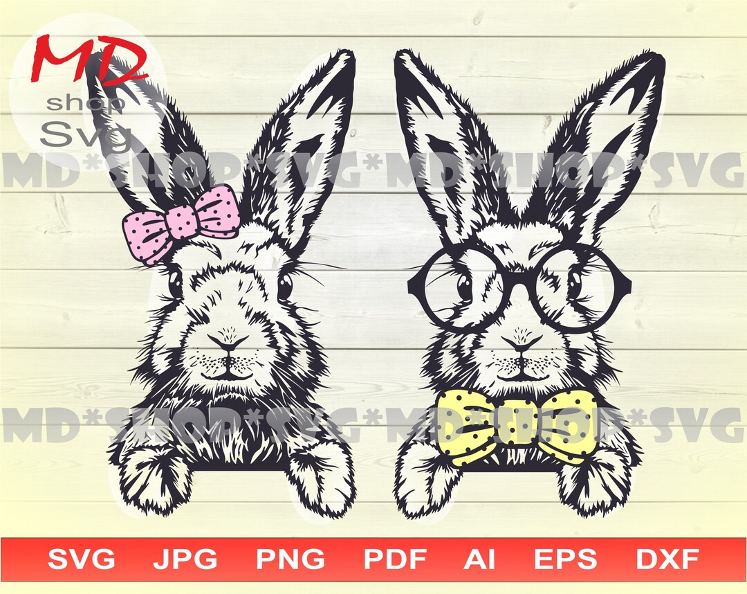 Bunnies SVG for Cricut, Rabbits Male and Female Silhouette DXF, T-shirt ...