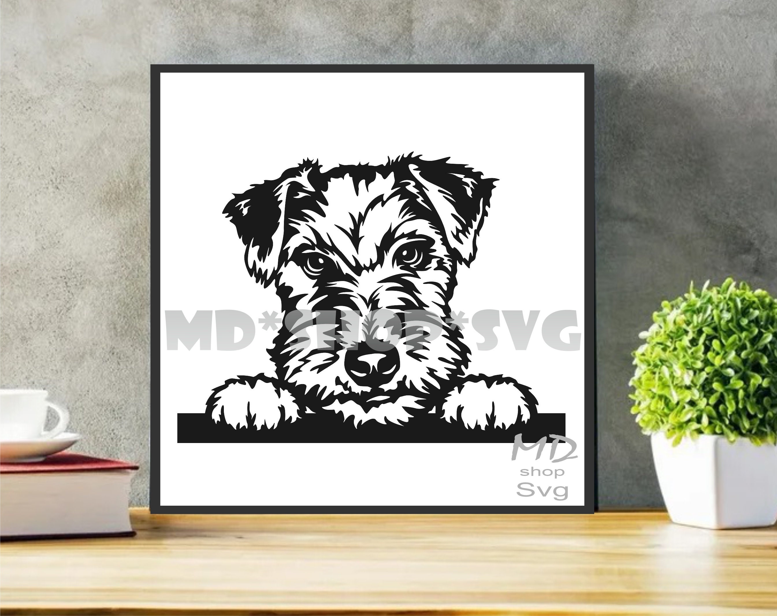 Terrier SVG, Dog Peeking, Dog Face Paws Cnc, Terrier Silhouette Png ...