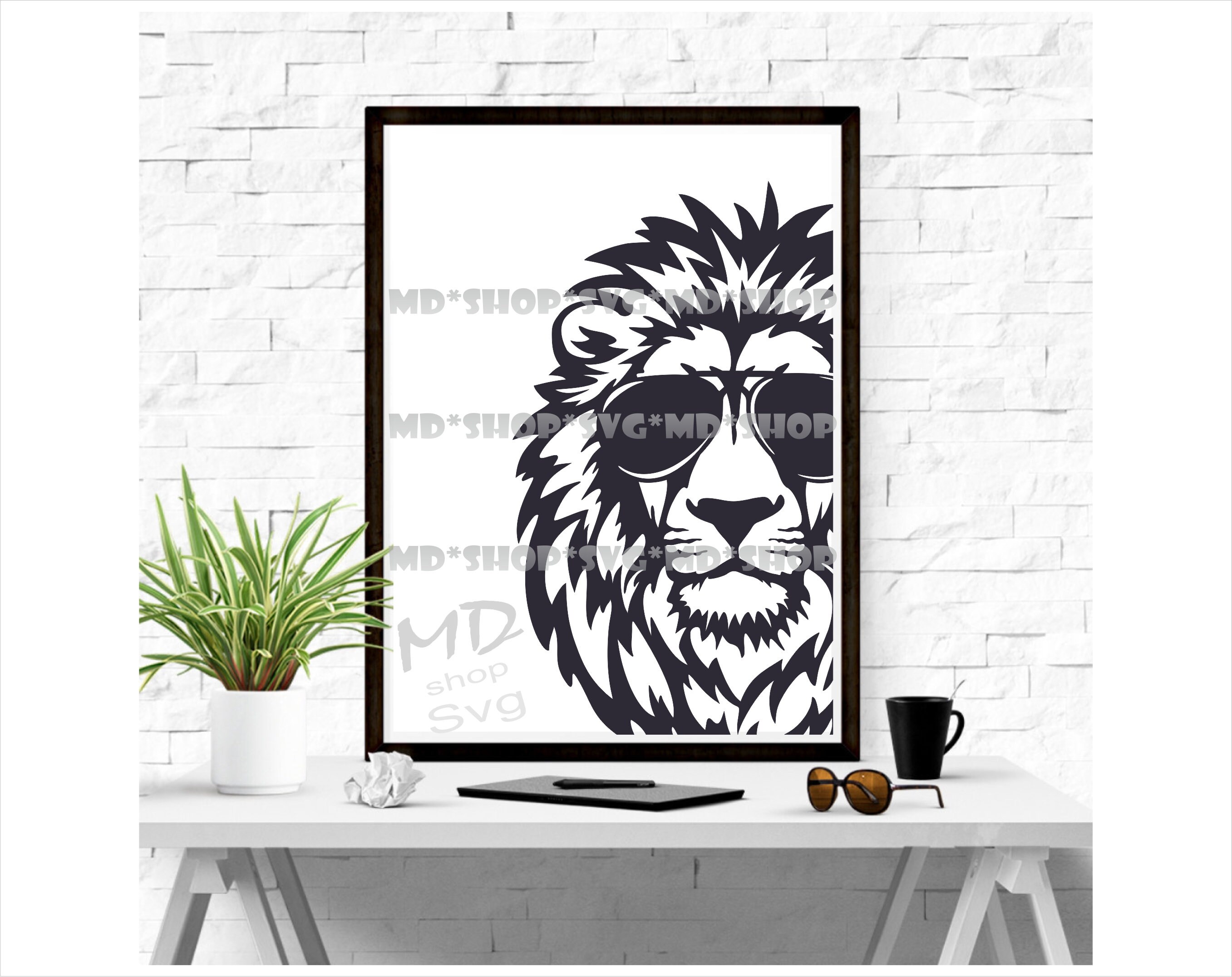 Lion With Glasses SVG, Lion Head Silhouette, Lion for Plasma Cutter ...