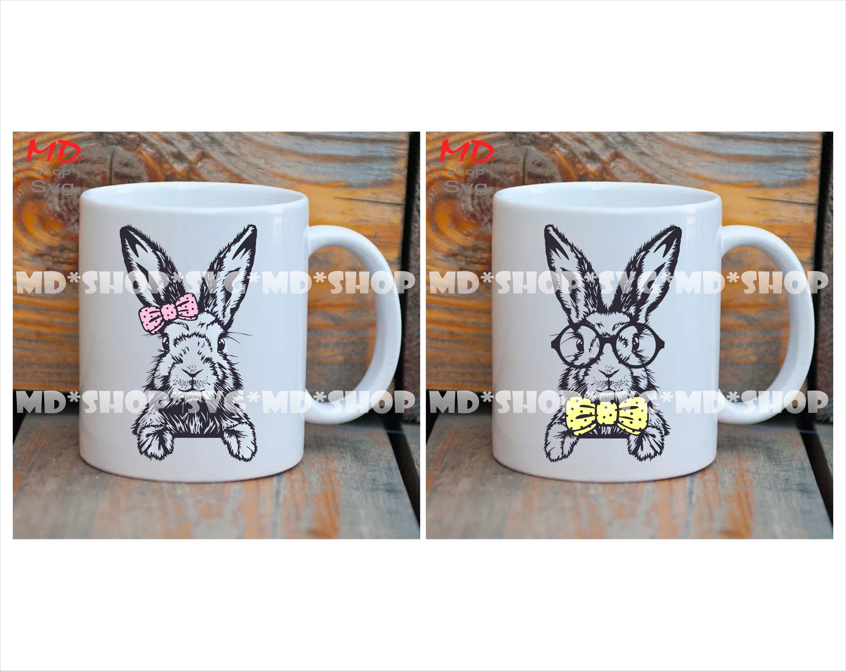 Bunnies SVG for Cricut, Rabbits Male and Female Silhouette DXF, T-shirt ...