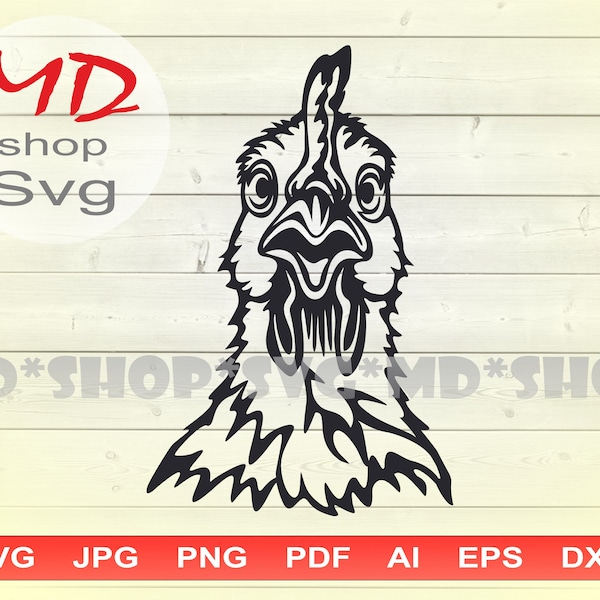 Funny Rooster Face Svg - Etsy