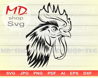 Rooster Head SVG 2 Rooster Head Cut File Rooster Head DXF - Etsy