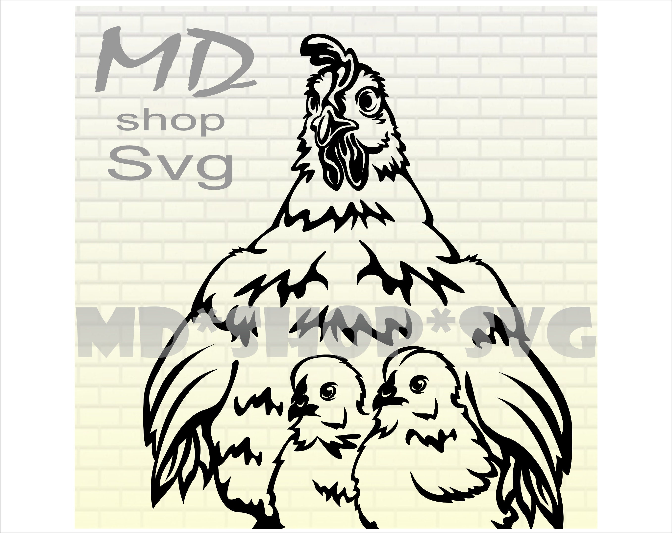 Chicken Vinyl Cut, Baby Chicken SVG. Chicken With Baby Chicks, Vector ...