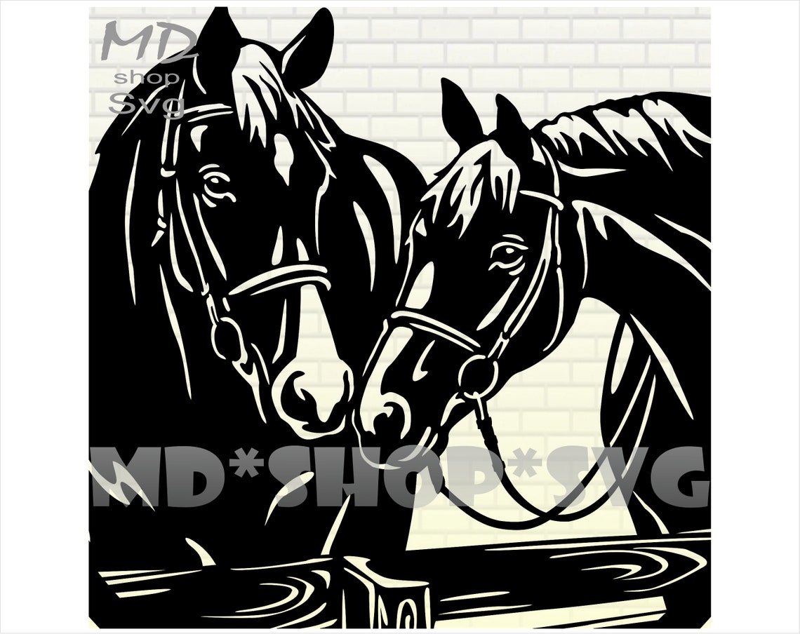 Two Horses Svg, Horses DXF Files for Plasma, Horse Files for CNC ...