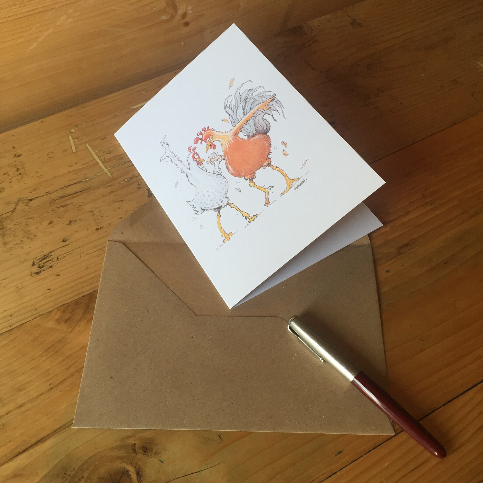 Chicken Greetings Card, Jive Chicken 1 Cartoon, Blank, 5 X 7, Fully ...