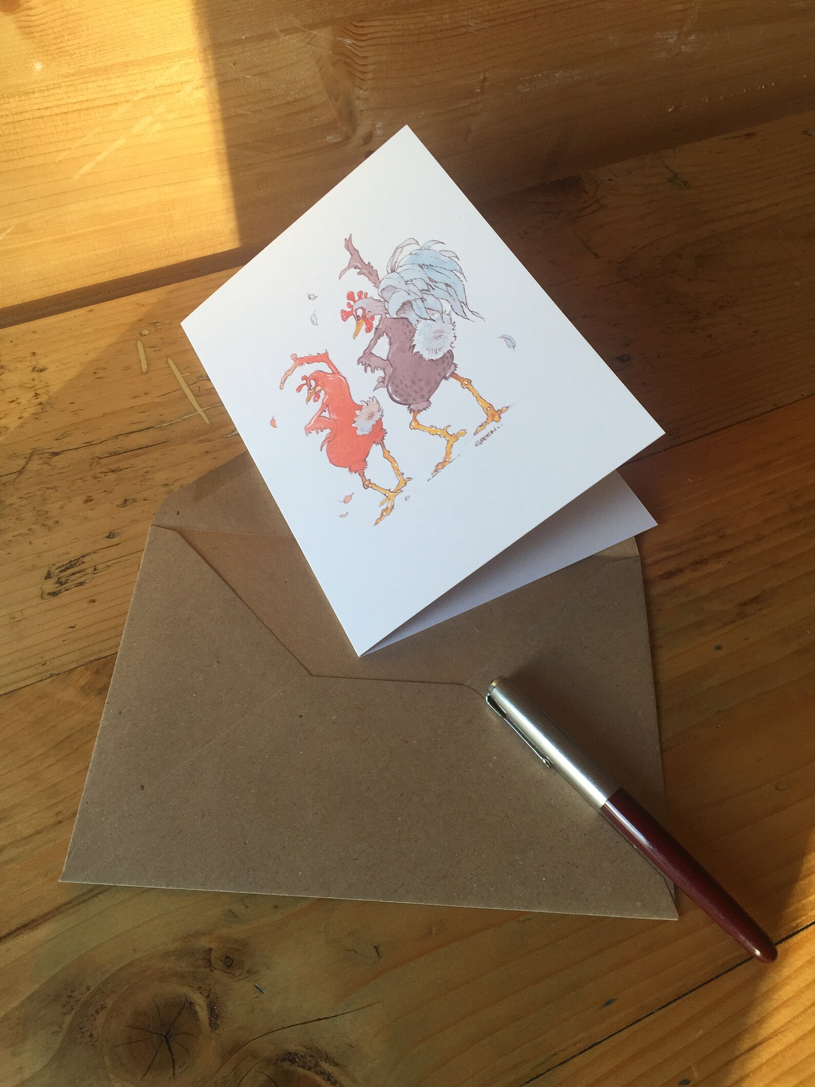 Chicken Greetings Card, Pollo Doble 1 Cartoon, A5 Large, Fully Recycled ...