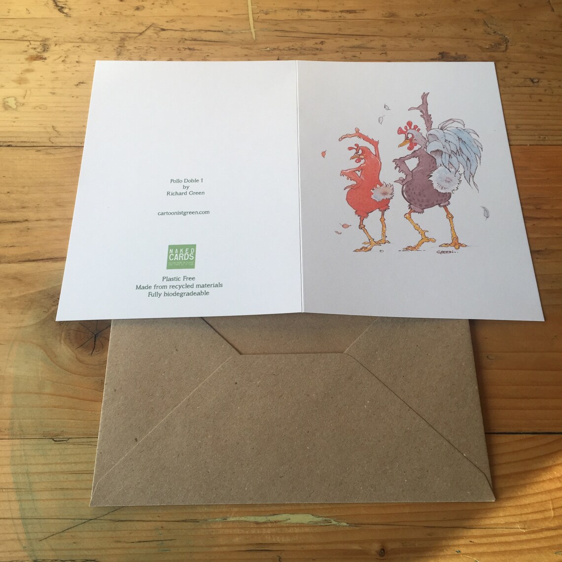 Chicken Greetings Card, Pollo Doble 1 Cartoon, A5 Large, Fully Recycled ...