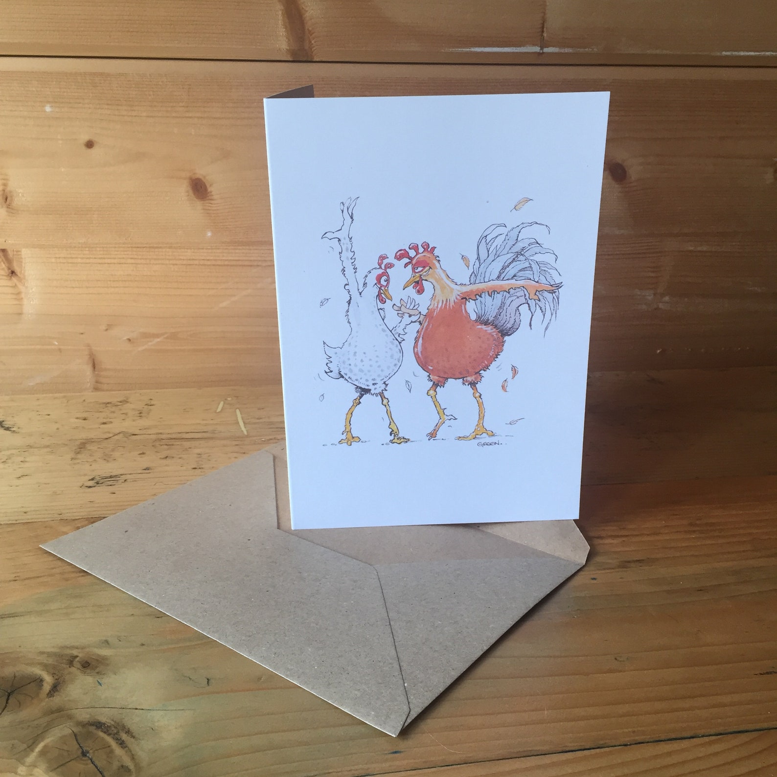 Chicken Greetings Card, Jive Chicken 1 Cartoon, Blank, 5 X 7, Fully ...