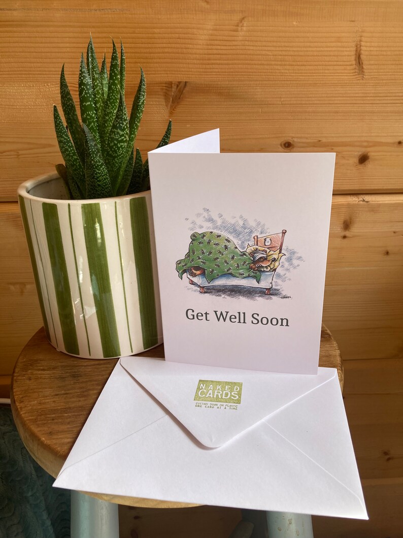Get Well Soon Bear With a Sore Head Card. 5 X 7. Blank. Multibuy Code ...