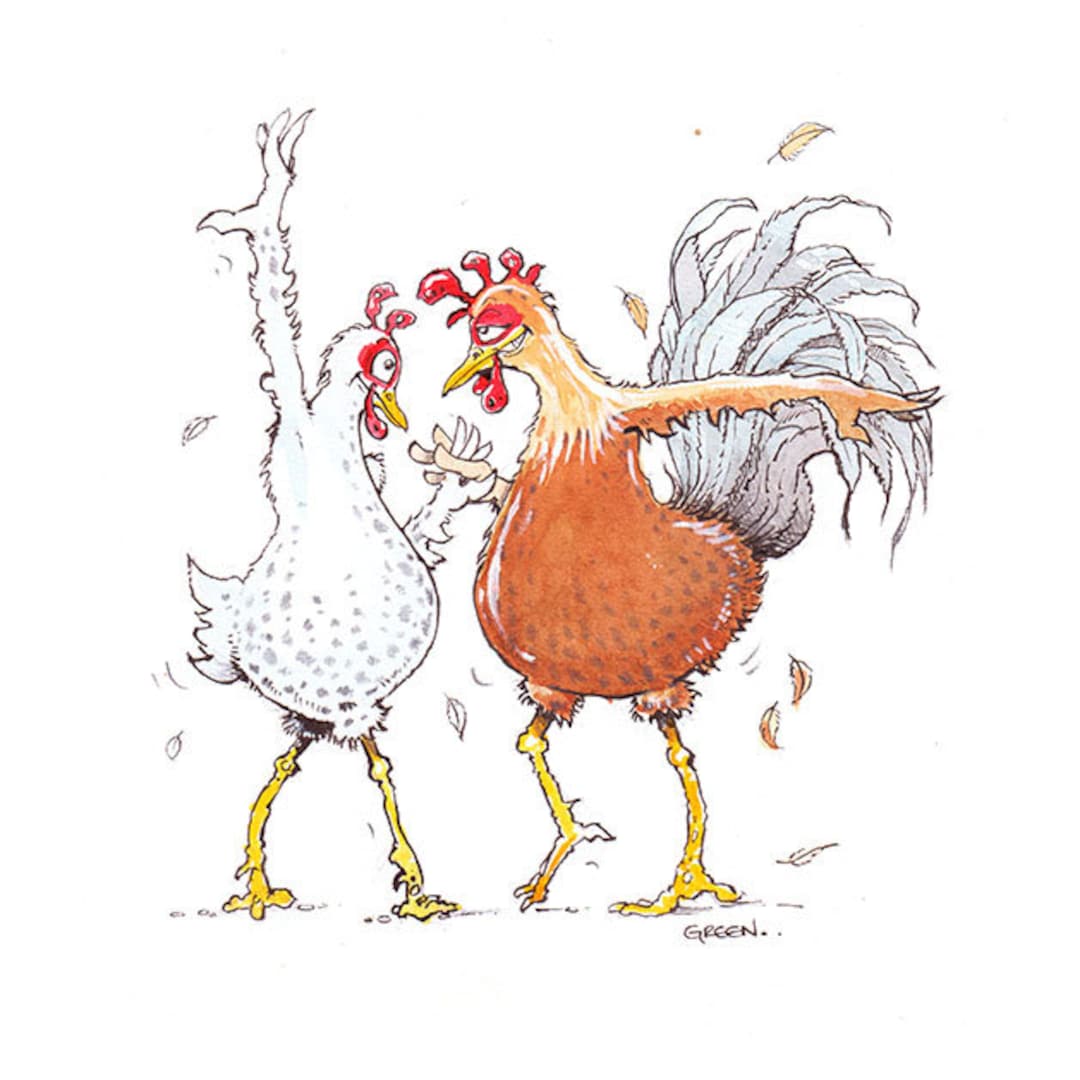 Chicken Greetings Card, Jive Chicken 1 Cartoon, Blank, 5 X 7, Fully ...