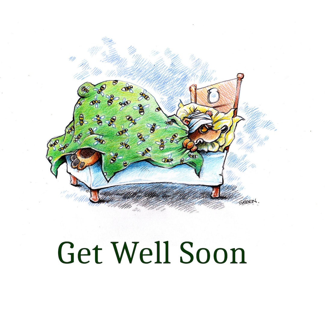 Get Well Soon Bear With a Sore Head Card. 5 X 7. Blank. Multibuy Code ...