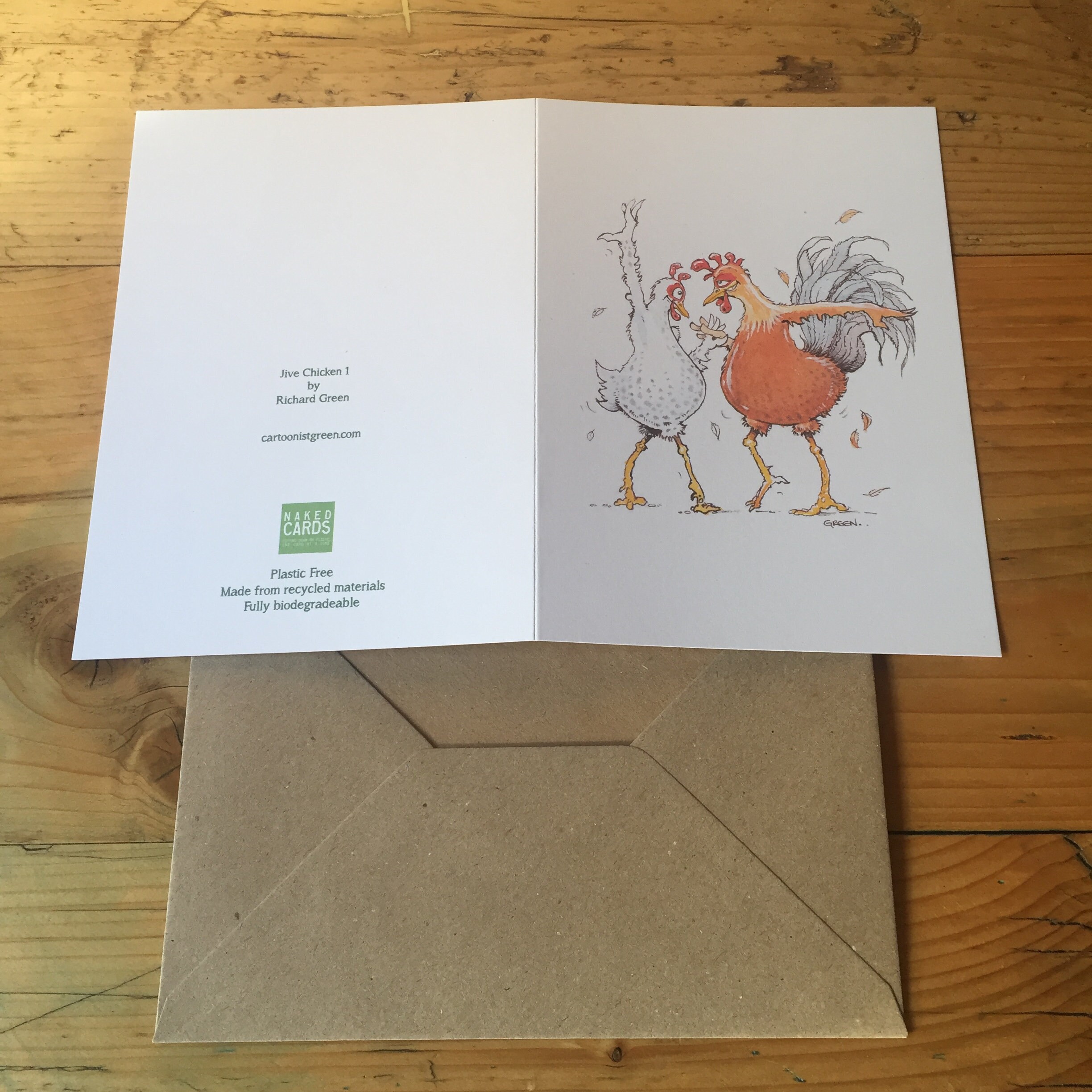 Chicken Greetings Card, Jive Chicken 1 Cartoon, Blank, 5 X 7, Fully ...