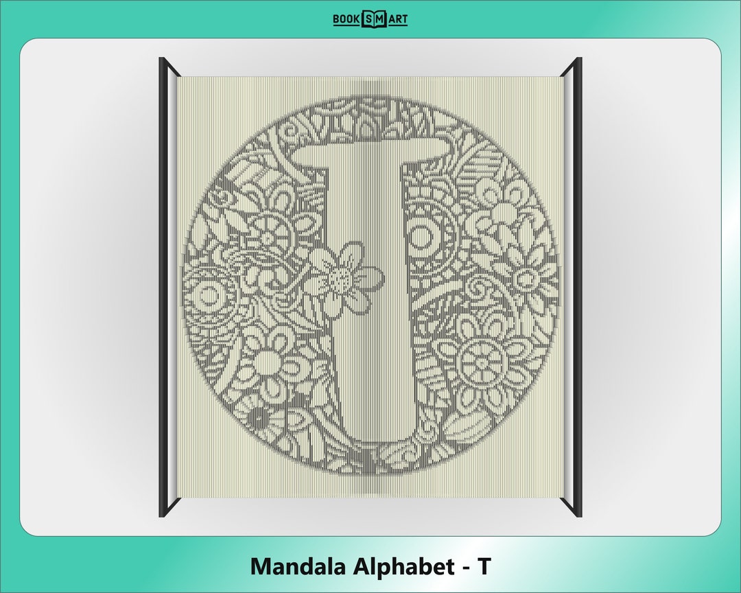 Mandala Alphabet - T • Cut and Fold Book Pattern • Instant Download PDF ...