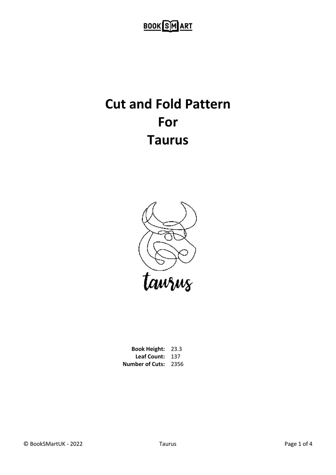 Taurus Zodiac Symbol • Book Cut and Fold Pattern • Instant Download - Etsy