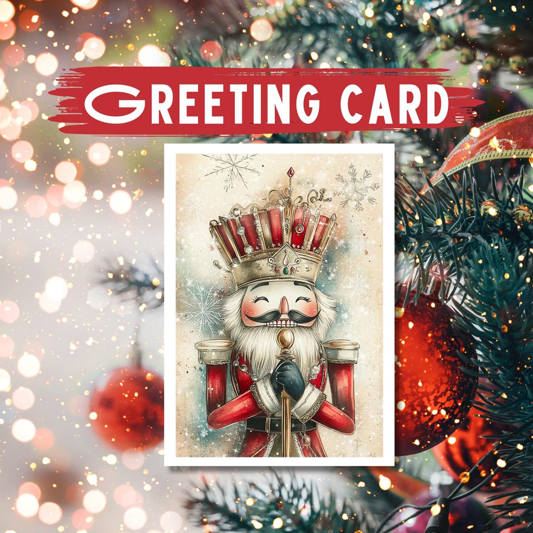 Charming Royal Nutcracker Greeting Card, Unique Modern Christmas Design ...