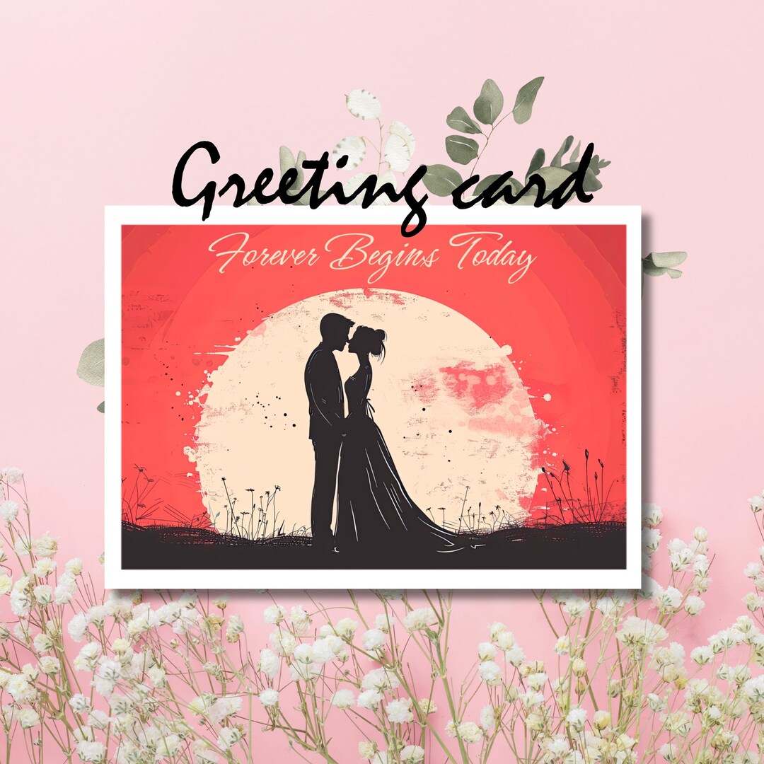 Forever Begins Today Wedding Card: Romantic Silhouette, Handmade ...