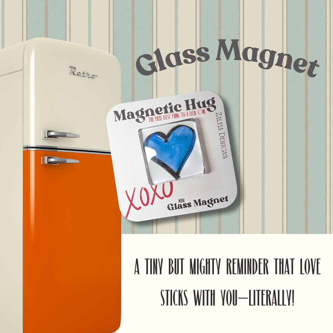 Blue Glass Heart Magnet: Magnetic Hug, Friendship Gift - Etsy