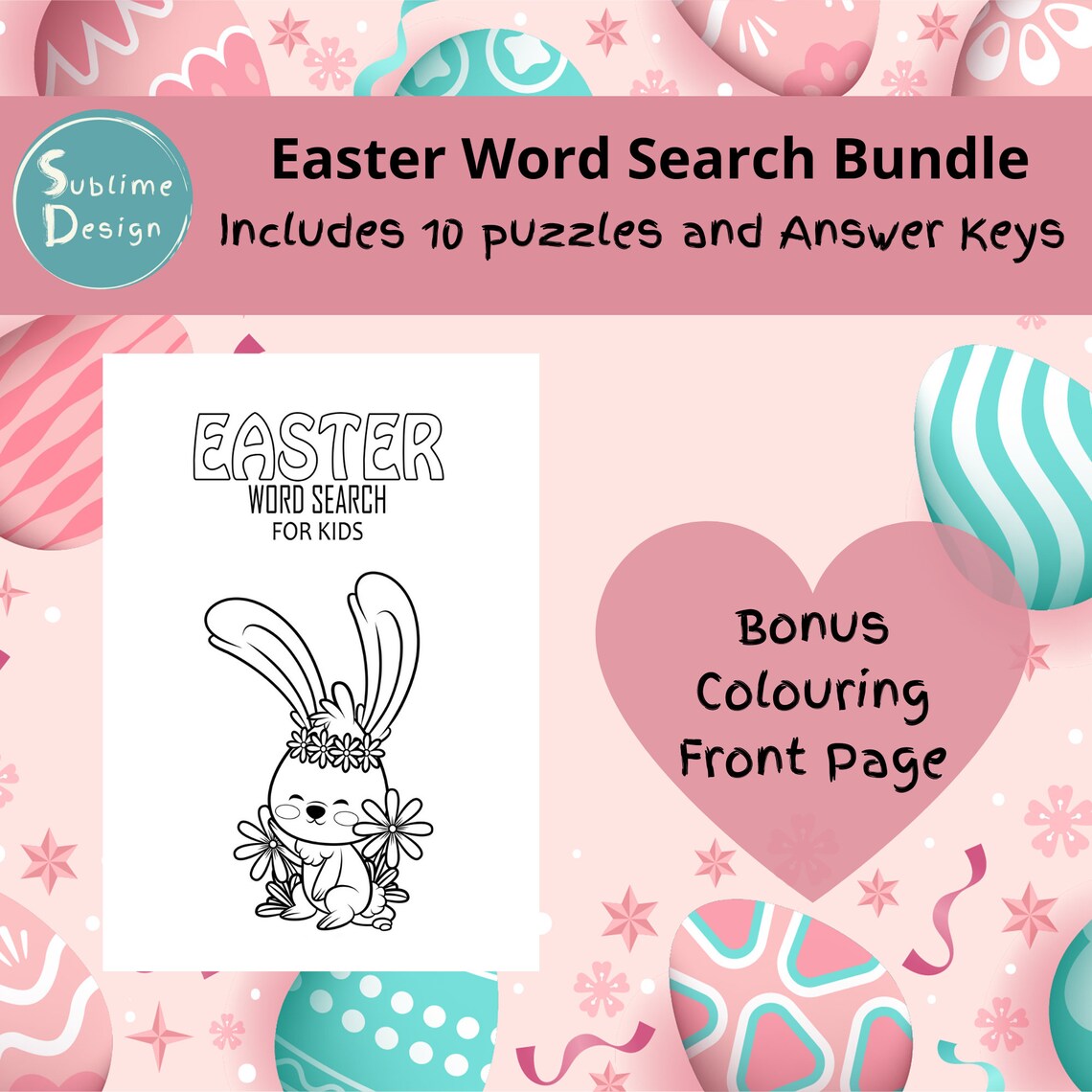 Printable Easter Word Search for Kids Easter Puzzle Bundle | Etsy