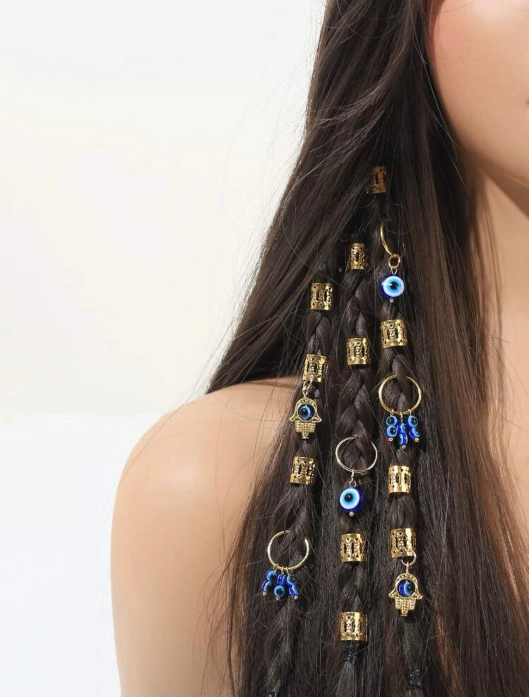 16pcs Evil Eye Decor Hair Ring | Evil Eye Hair Jewelry | Gold Color ...