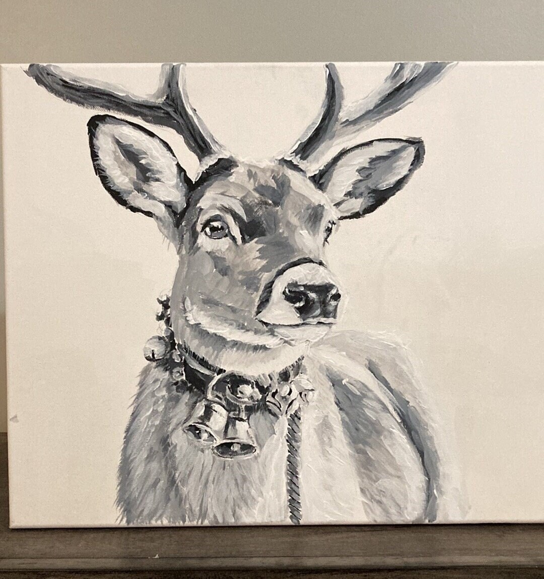 Reindeer Acrylic Painting - Etsy