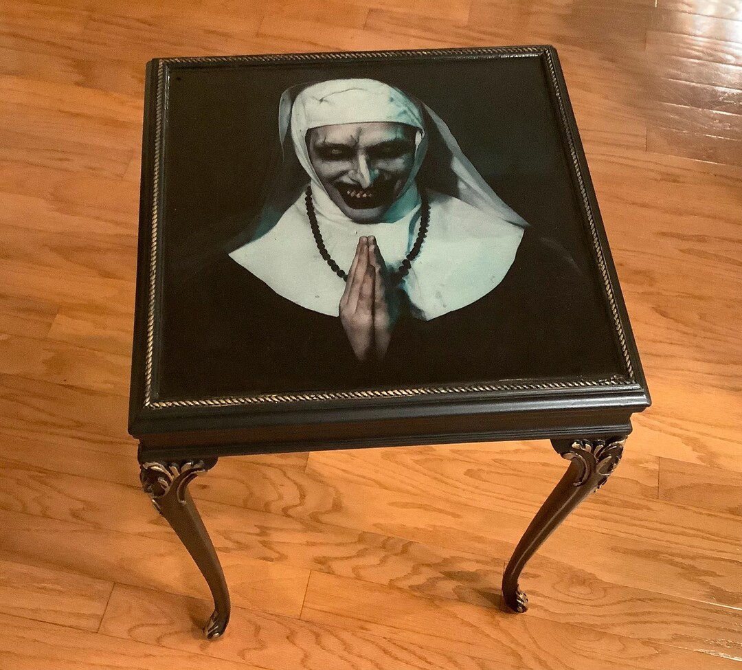 The Nun on a Beautiful Black Gothic Accent Table - Etsy